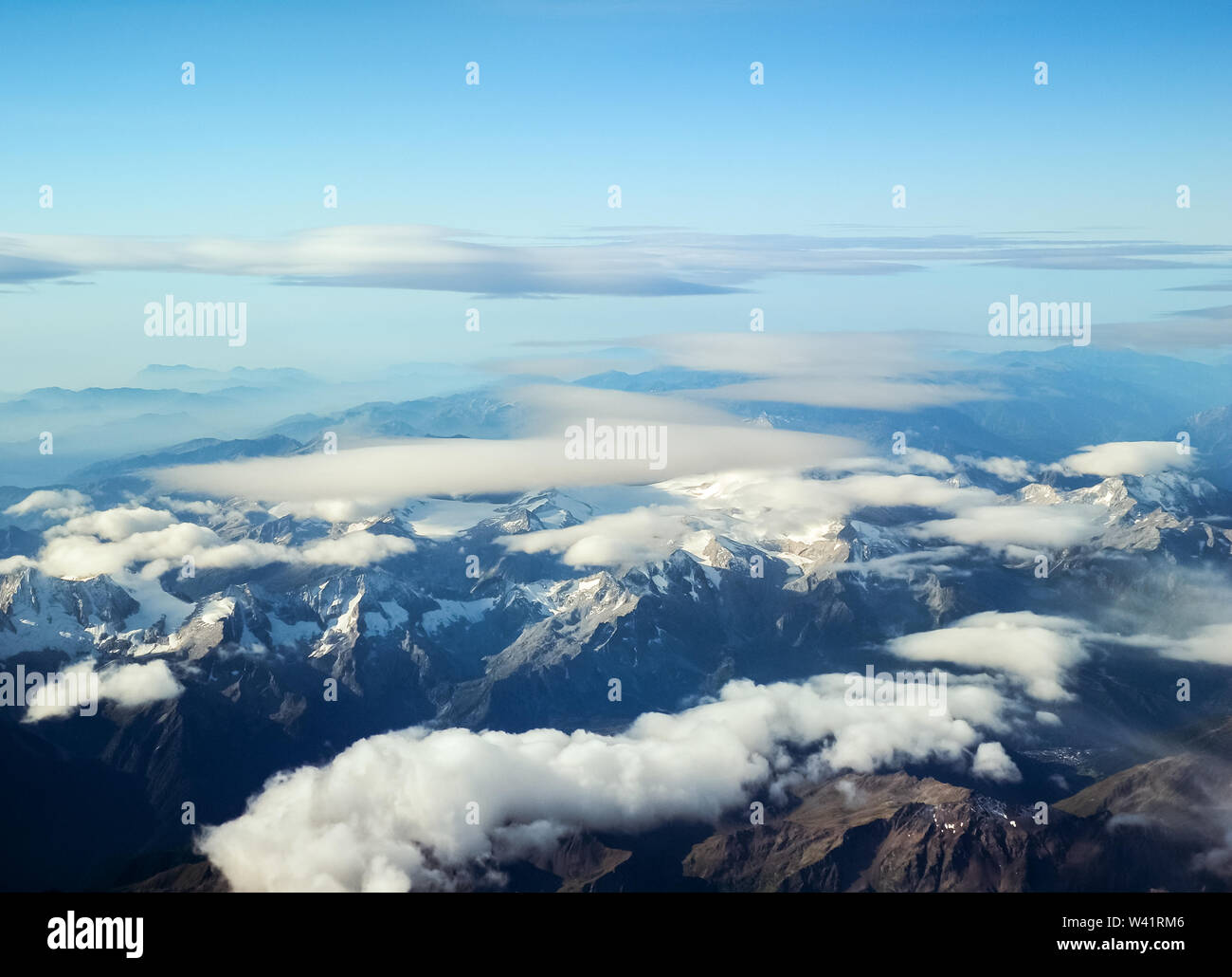 Aerial view from aircraft over the french Alps, France, Europe Stock ...