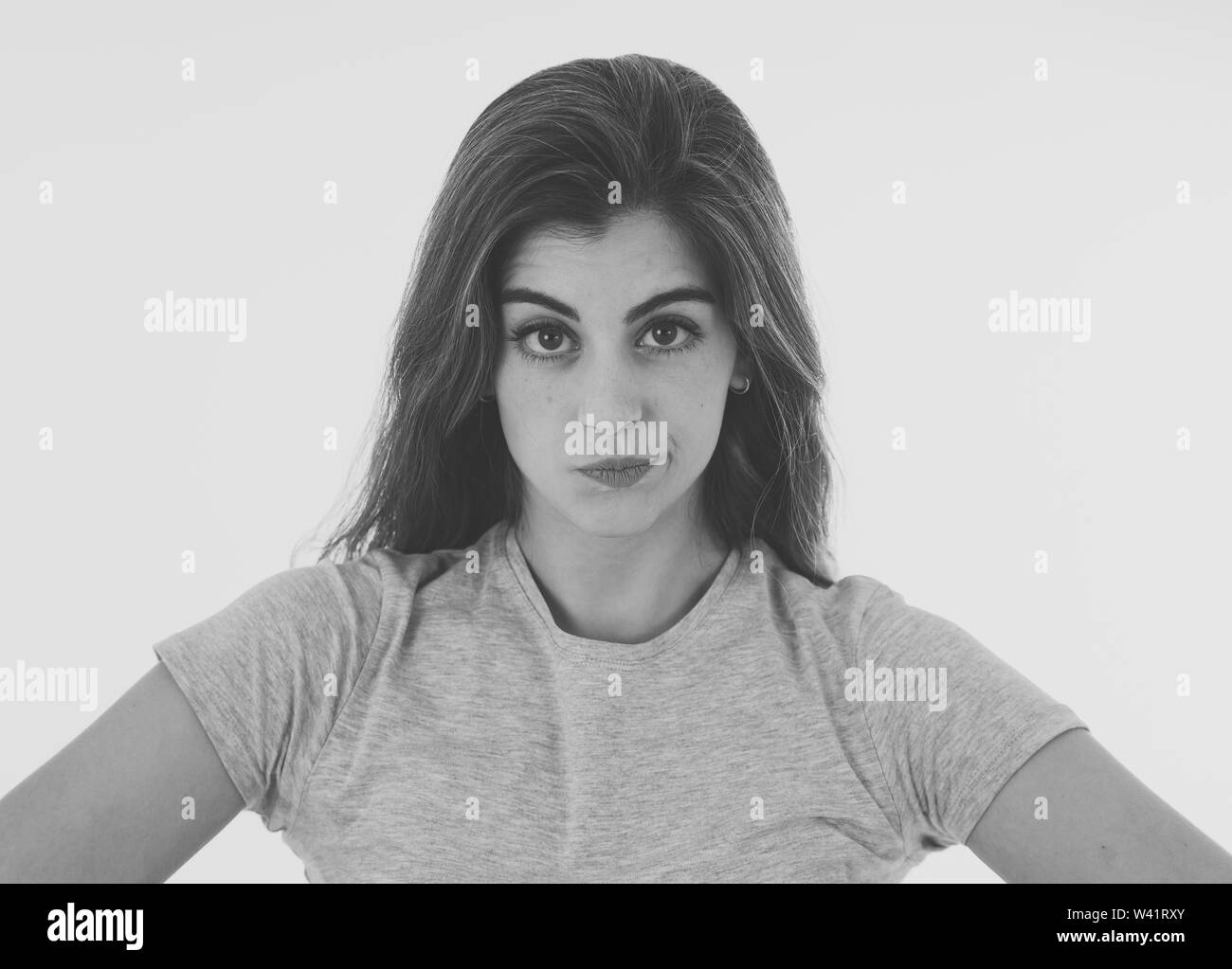 Angry looking back woman Black and White Stock Photos & Images - Alamy