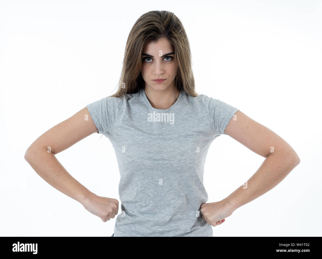 Annoyed irritated young woman with an angry face looking furious, mad ...