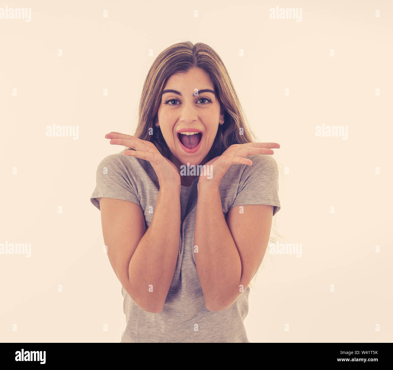 Close up caucasian woman winning hi-res stock photography and images ...