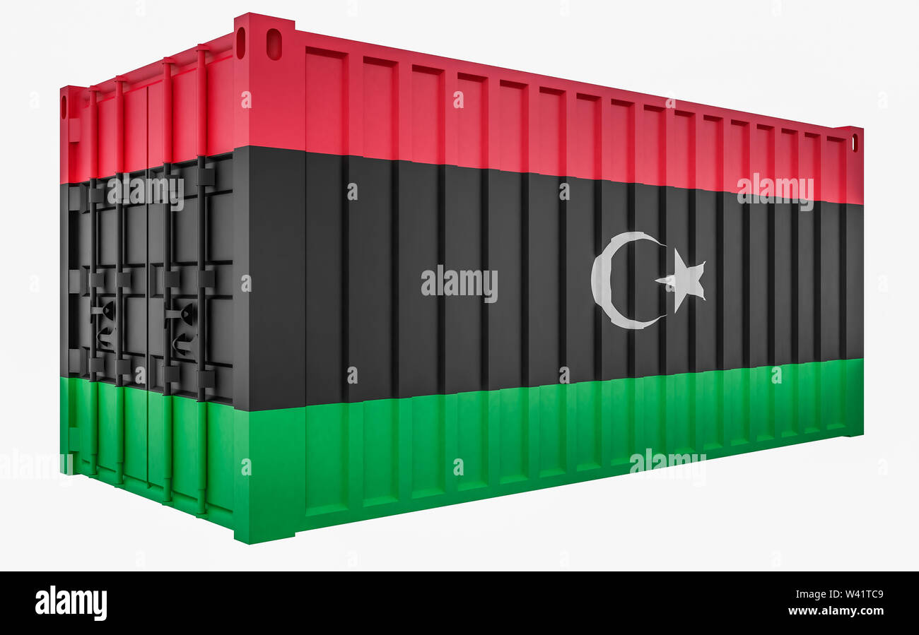 3D Render of Cargo Container with Libya Flag Stock Photo - Alamy