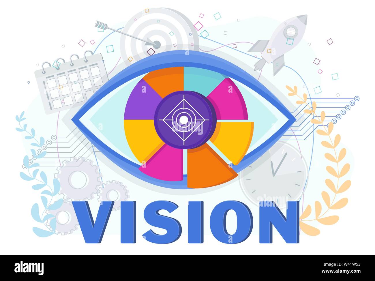 Word vision typographic concept. Trendy flat vector style illustration ...