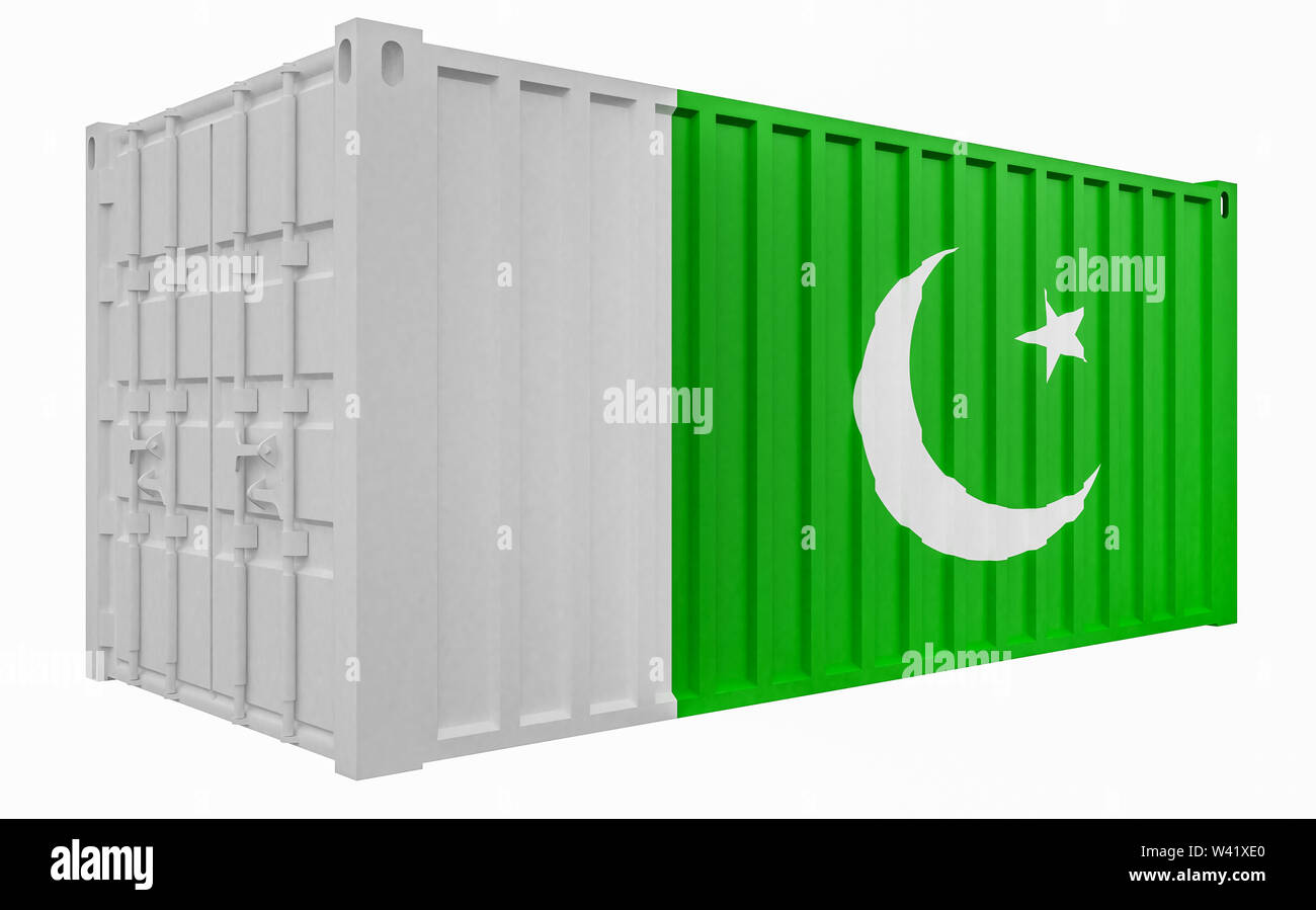 3D Render of Cargo Container with Pakistan Flag Stock Photo - Alamy