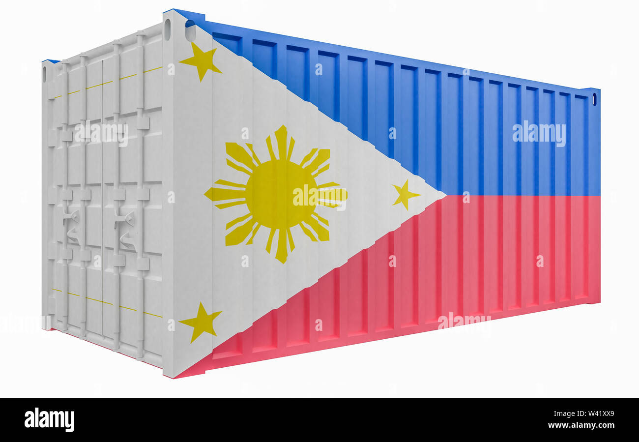 3D Render of Cargo Container with Philippines Flag Stock Photo - Alamy