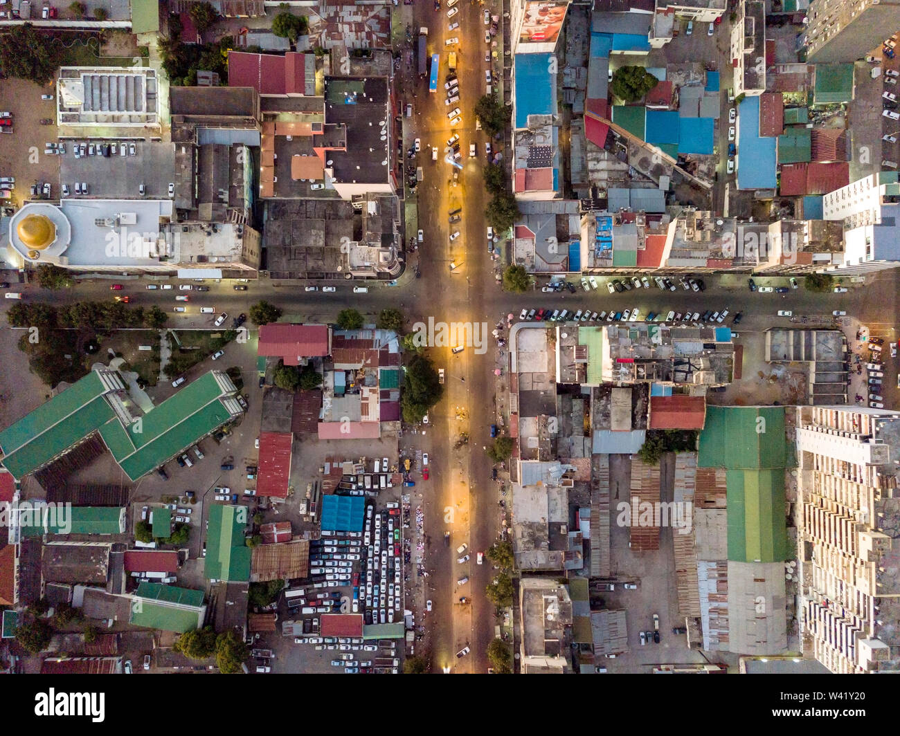 Streets of Maputo from above creating nice pattern, capital city of ...