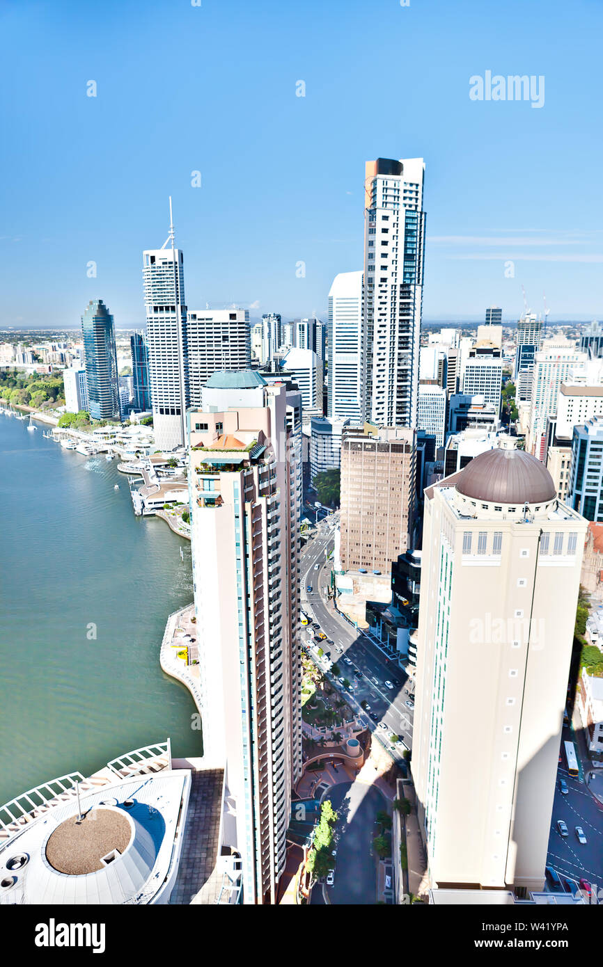 Brisbane City, Queensland, Australia has shown the high angle view of ...
