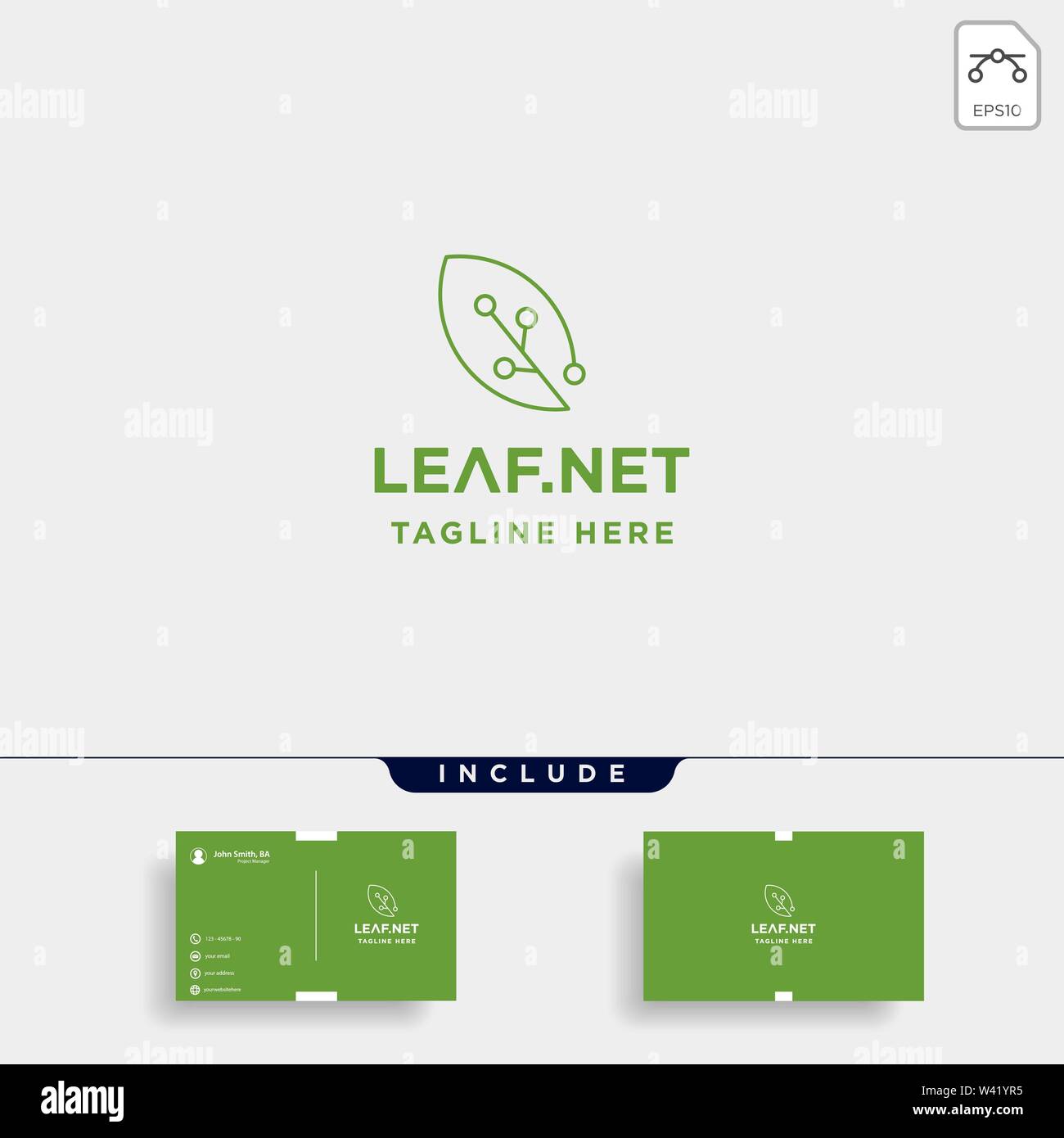 leaf green technology logo design nature tech symbol icon illustration ...