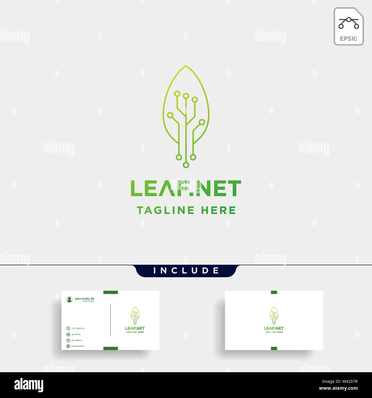 leaf green technology logo design nature tech symbol icon illustration ...