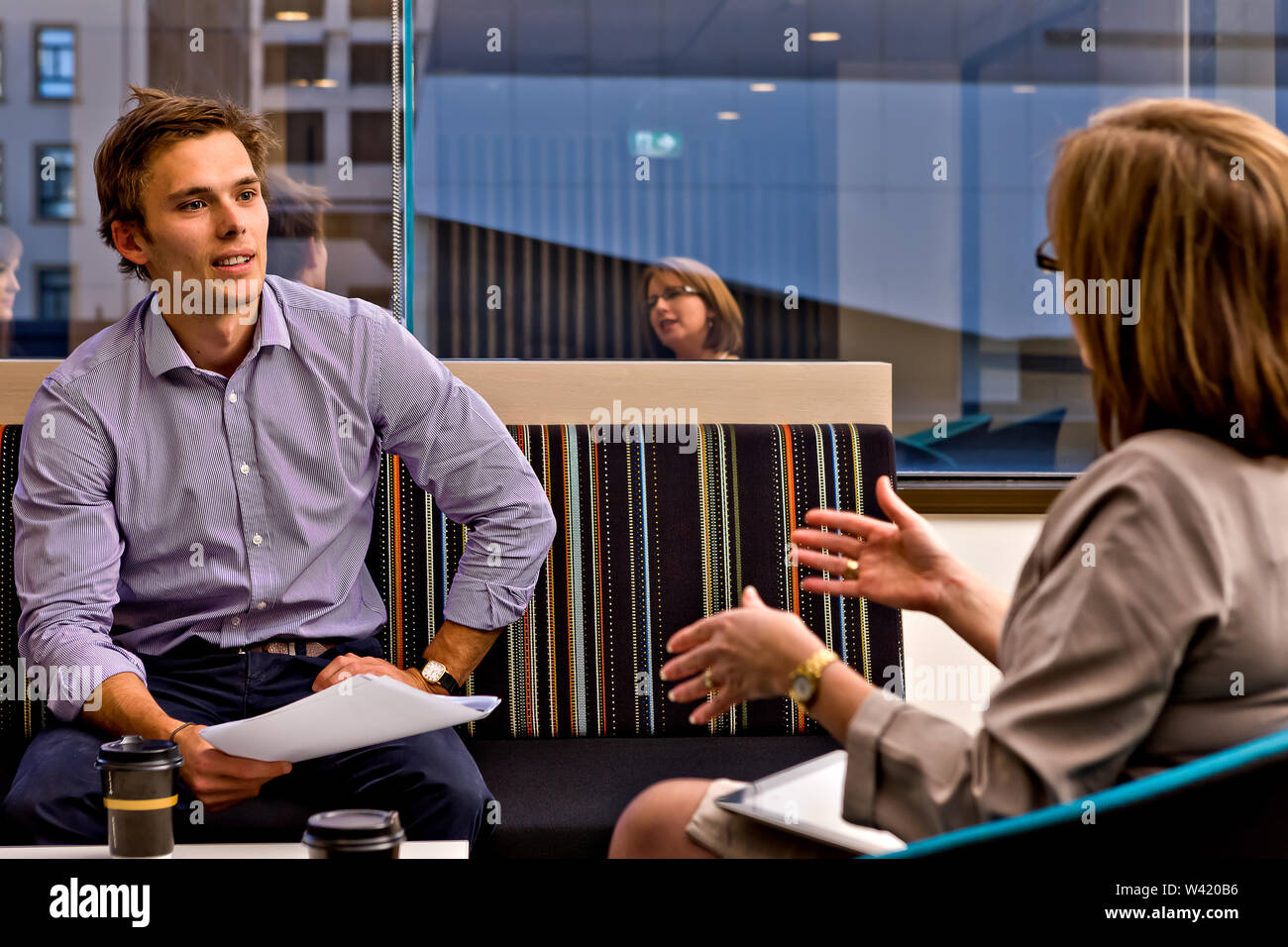 Interest meeting with conversation Stock Photo - Alamy