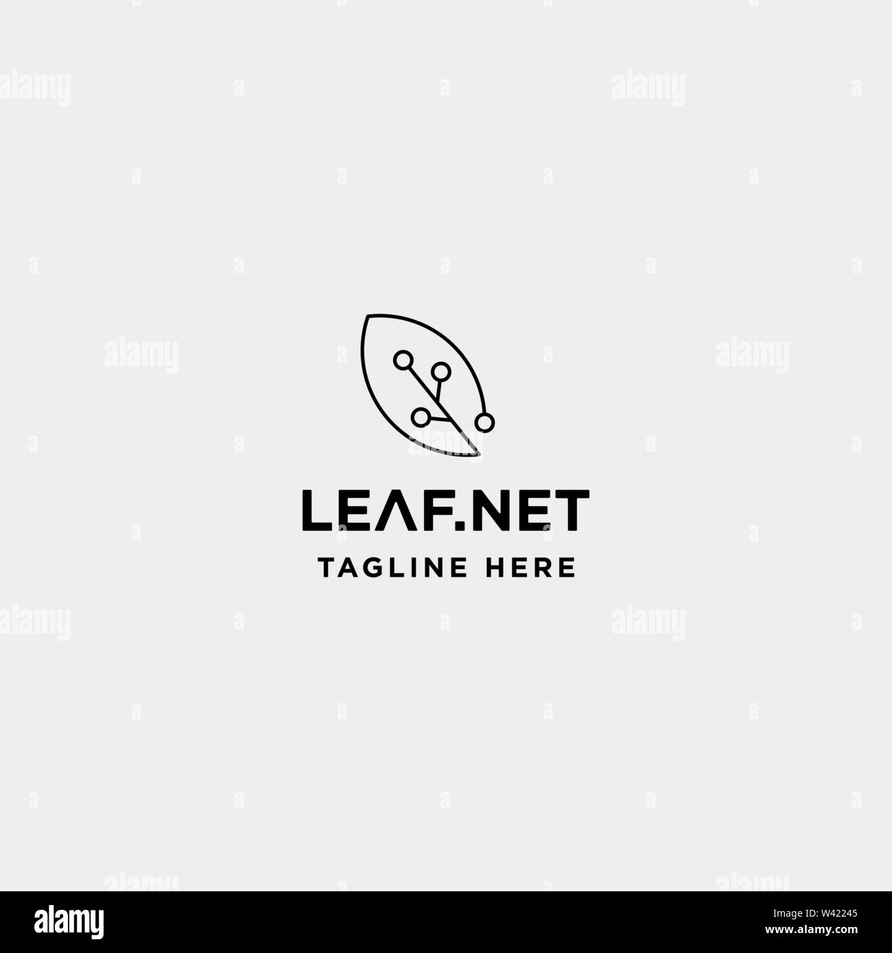 leaf green technology logo design nature tech symbol icon illustration ...