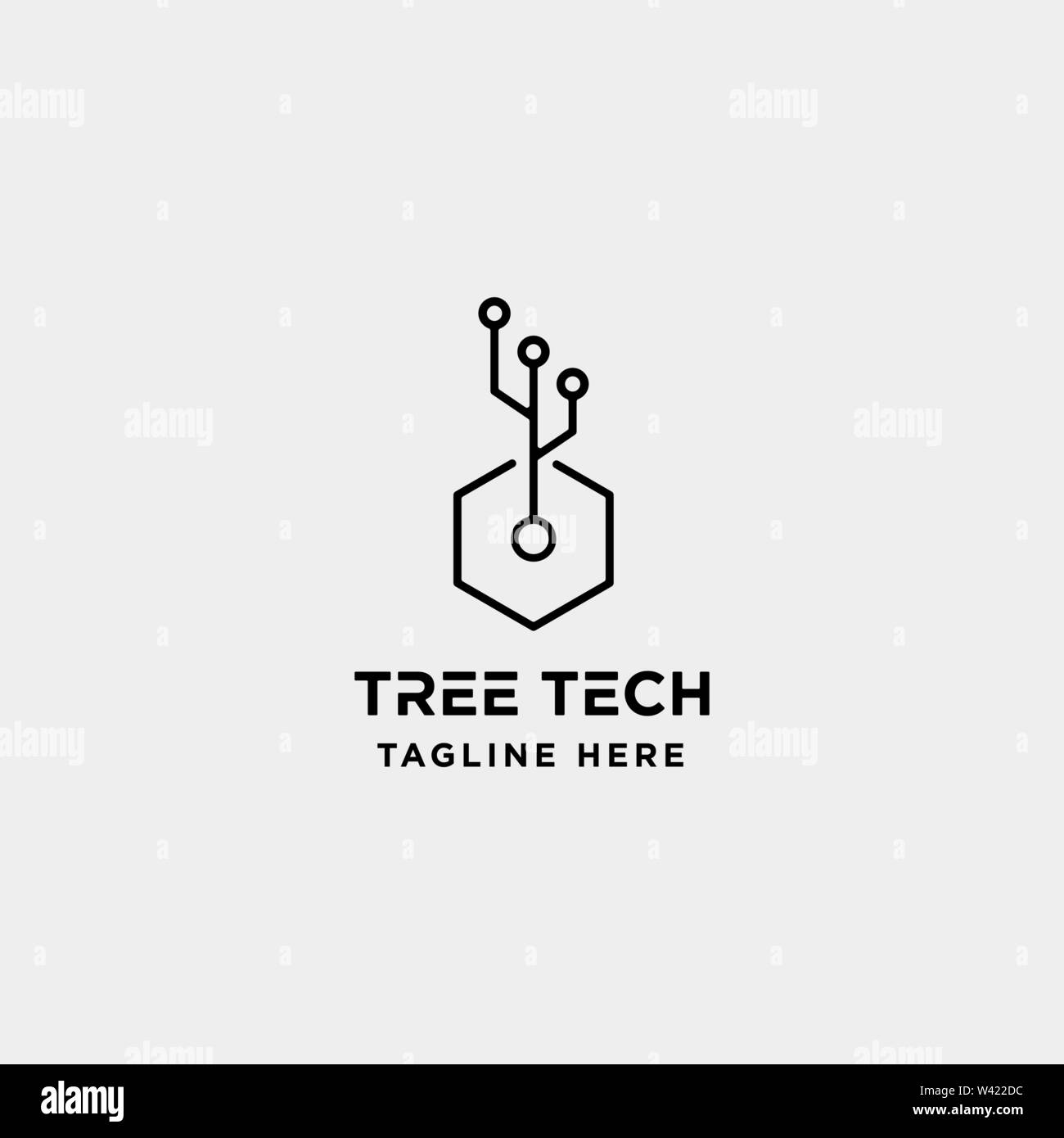tree technology logo design nature tech symbol icon illustration Stock ...
