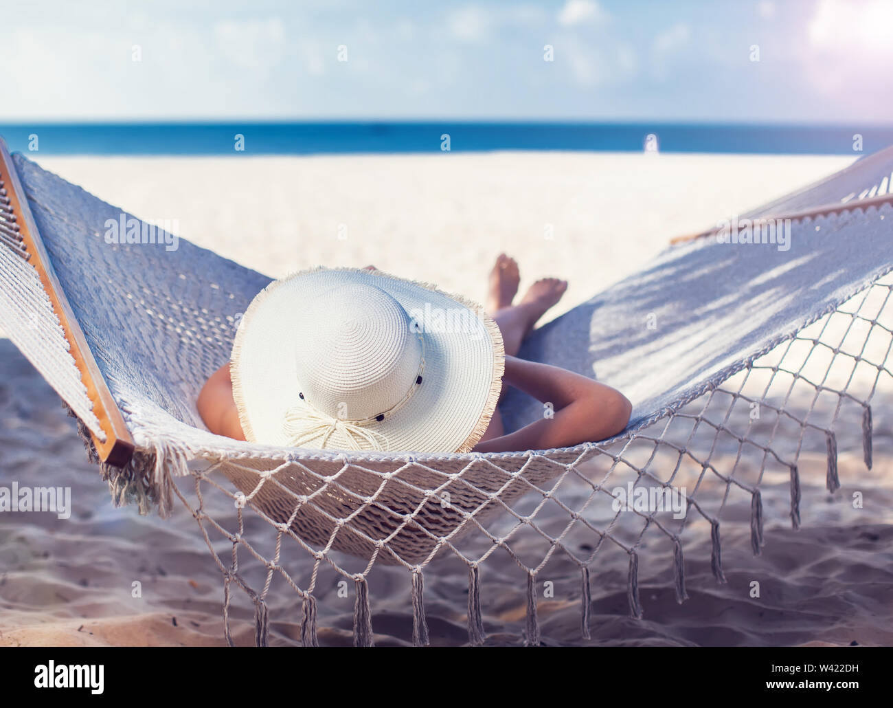 White woman relaxing in the hammock hi-res stock photography and images ...