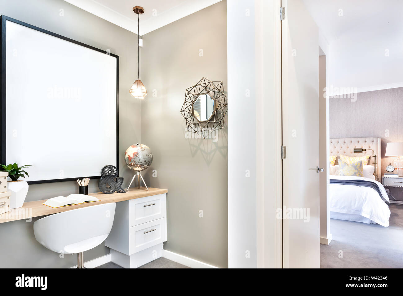 Modern study area attached to the bedroom in a luxury house including ...