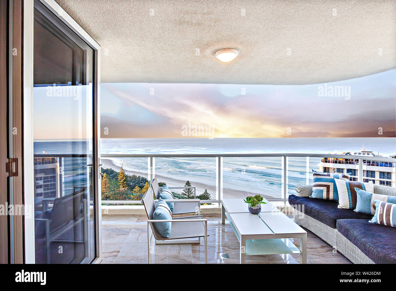 Modern balcony seating hi-res stock photography and images - Alamy