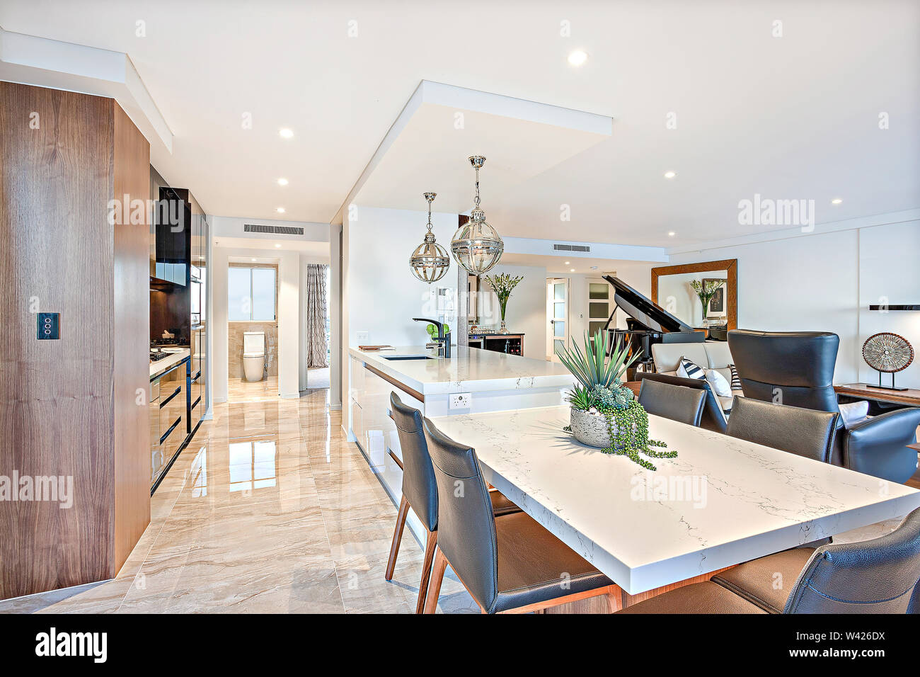 A neat passage through the kitchen area Stock Photo - Alamy