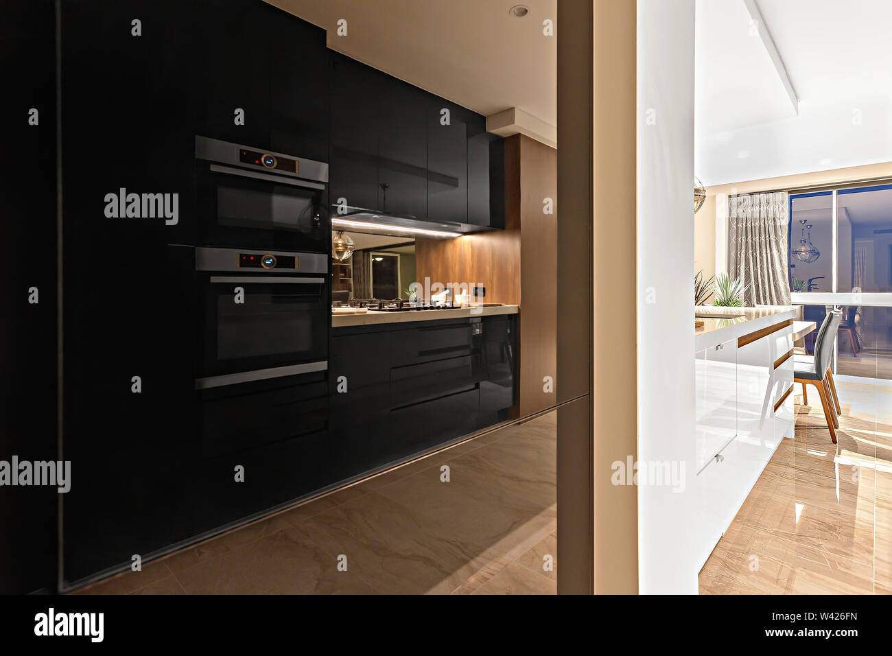 Galley kitchen interior design hi-res stock photography and images - Alamy