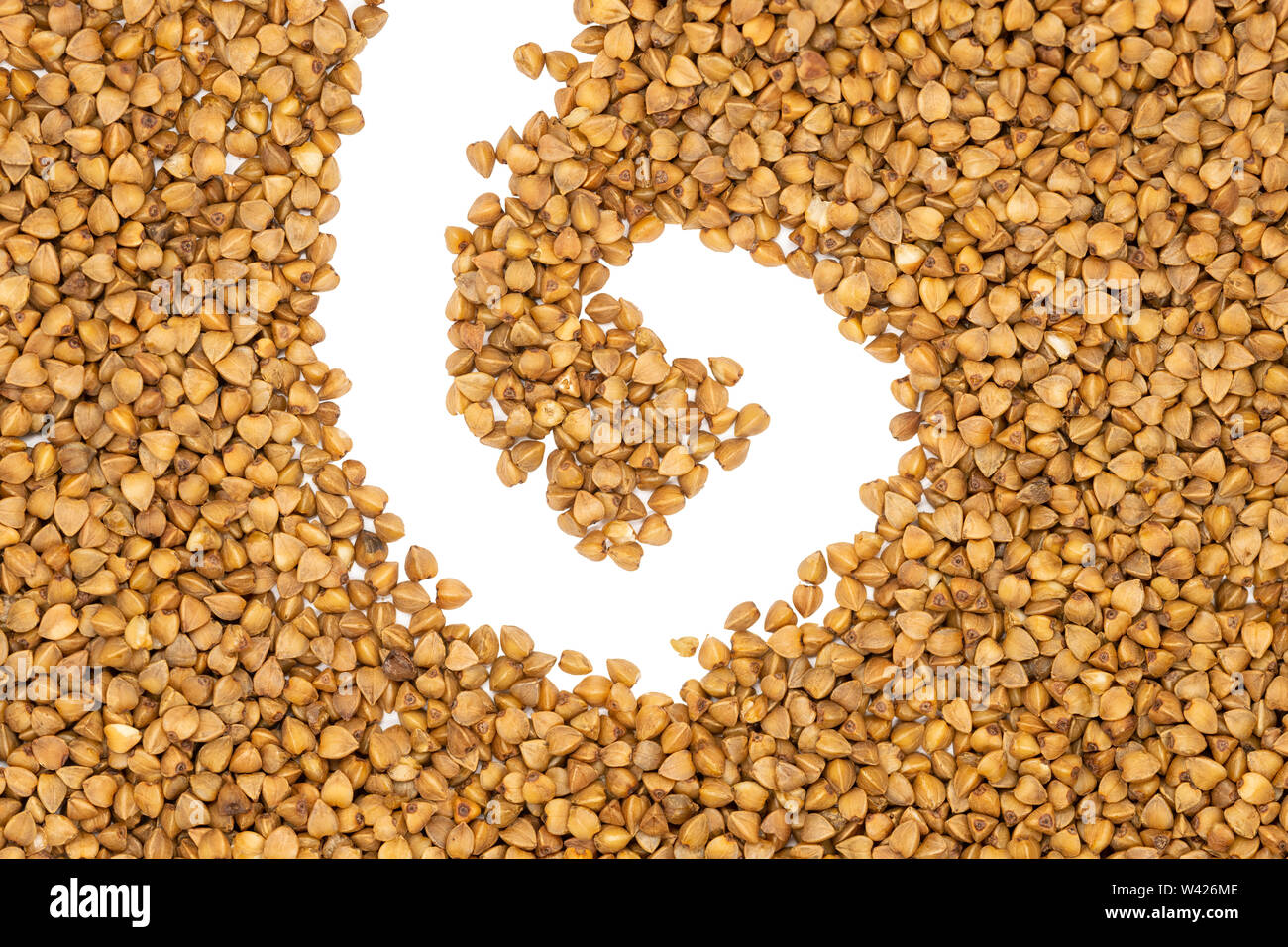 Buckwheat groats, close up. Gluten free and non-allergenic healthy diet ...