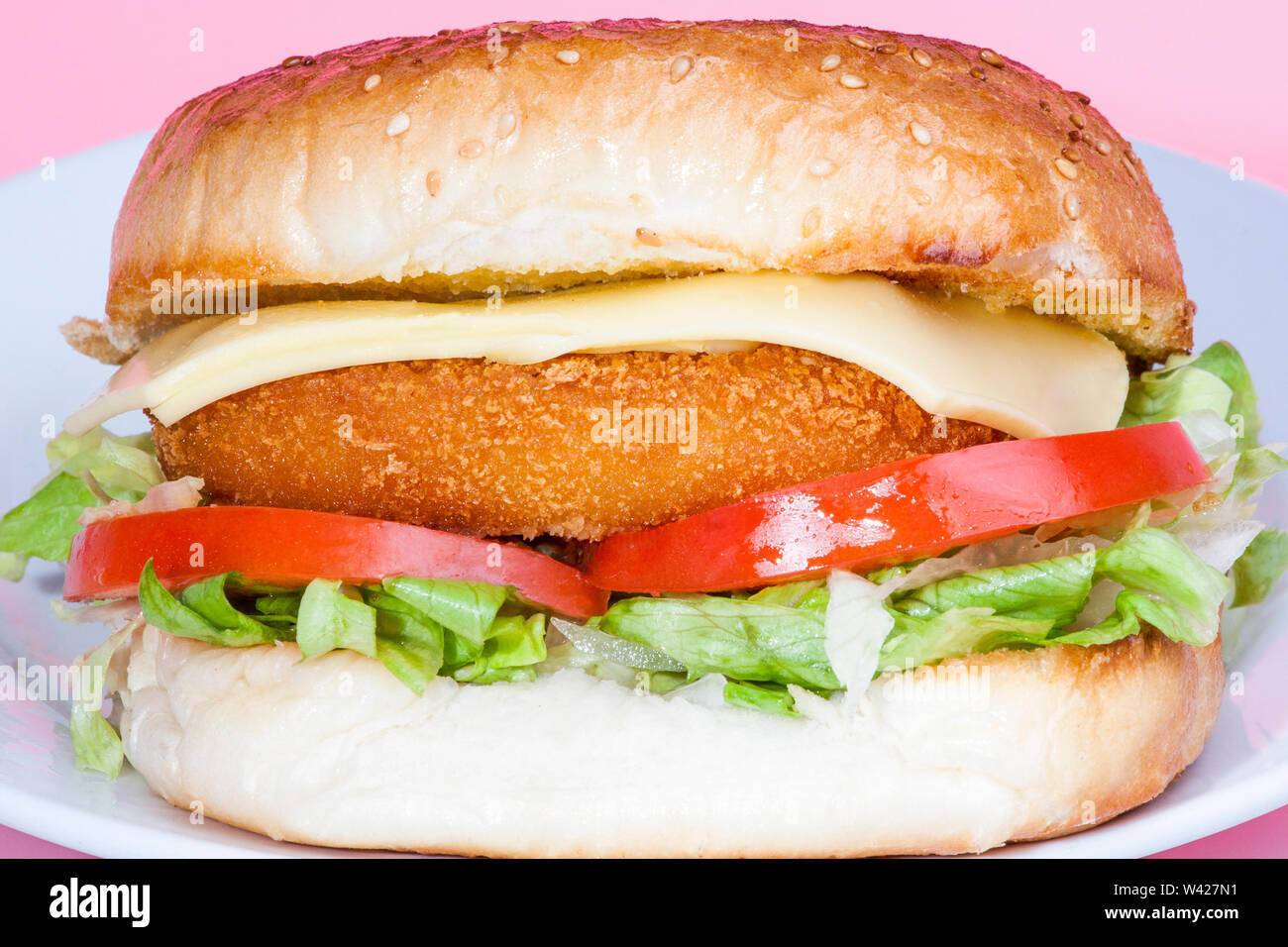 Shiny big bun with chicken drums, hot burger including meat and ...