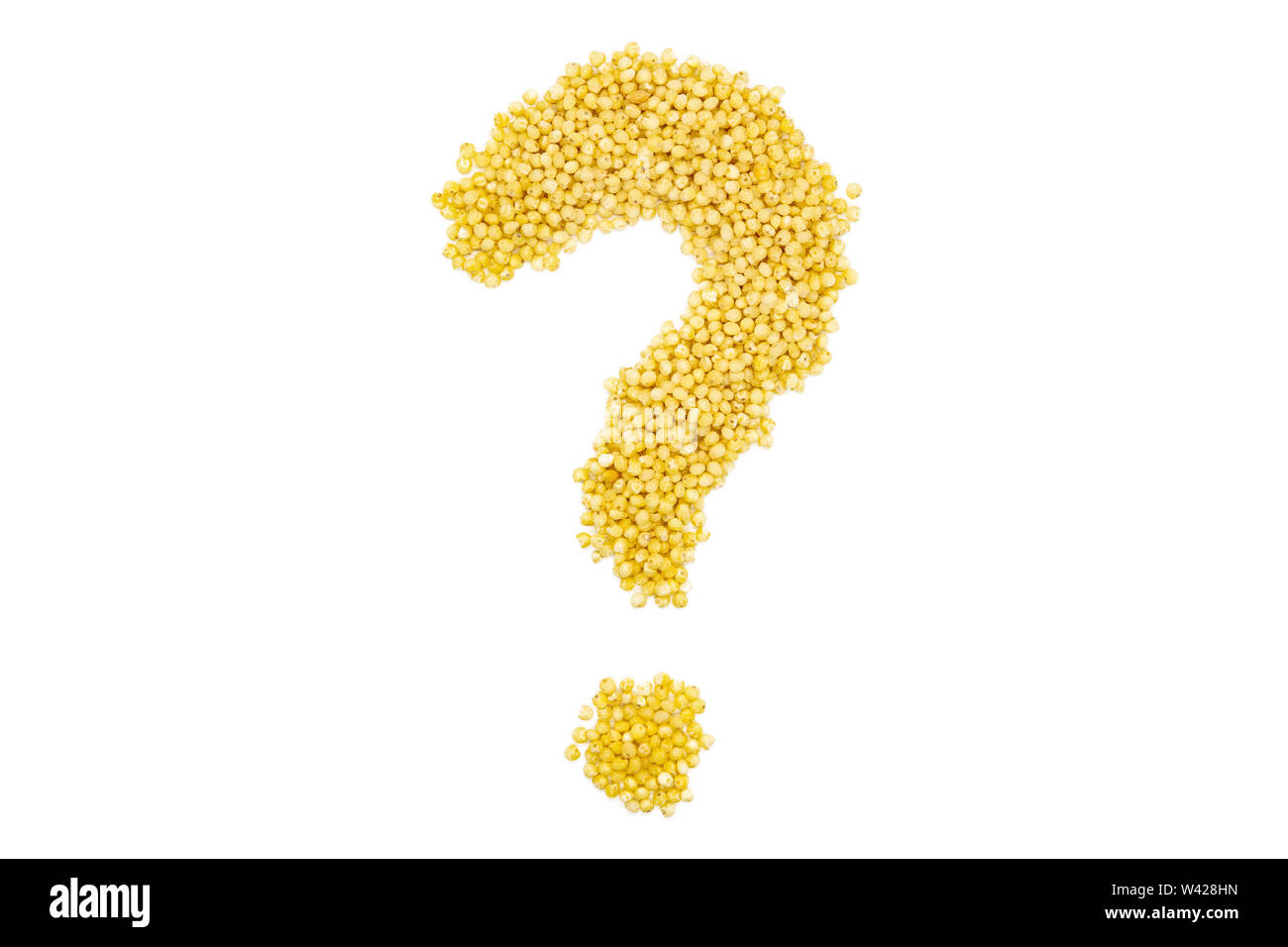 Millet groats, question mark, close up, top view. Gluten-Free and non ...