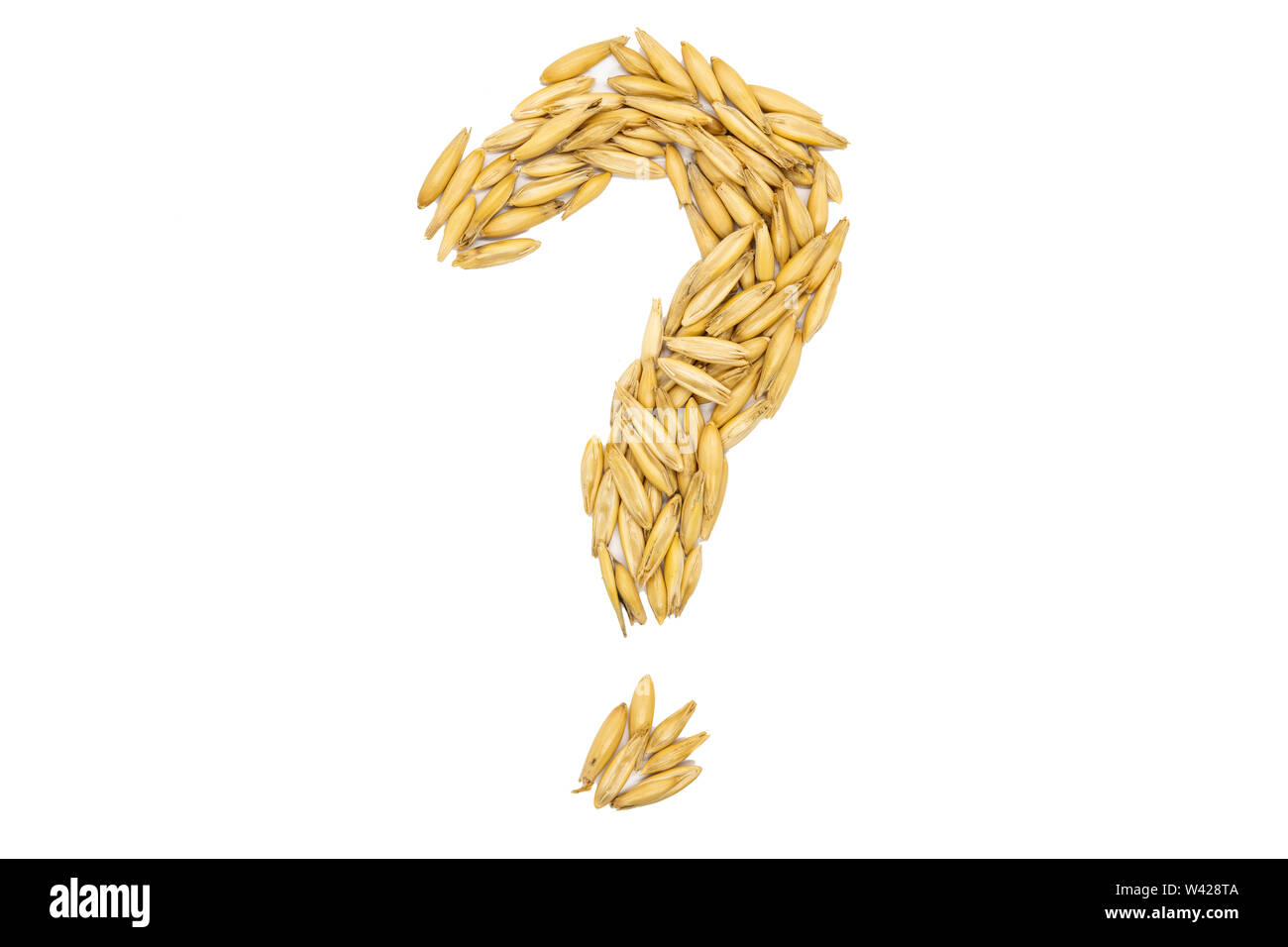 Oat seeds, question mark, close up, macro, top view. Oat seeds use for ...