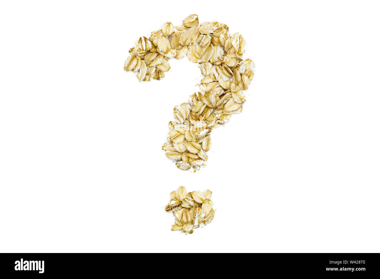 Oatmeal, question mark, macro, isolated, close up, top view. Popular ...