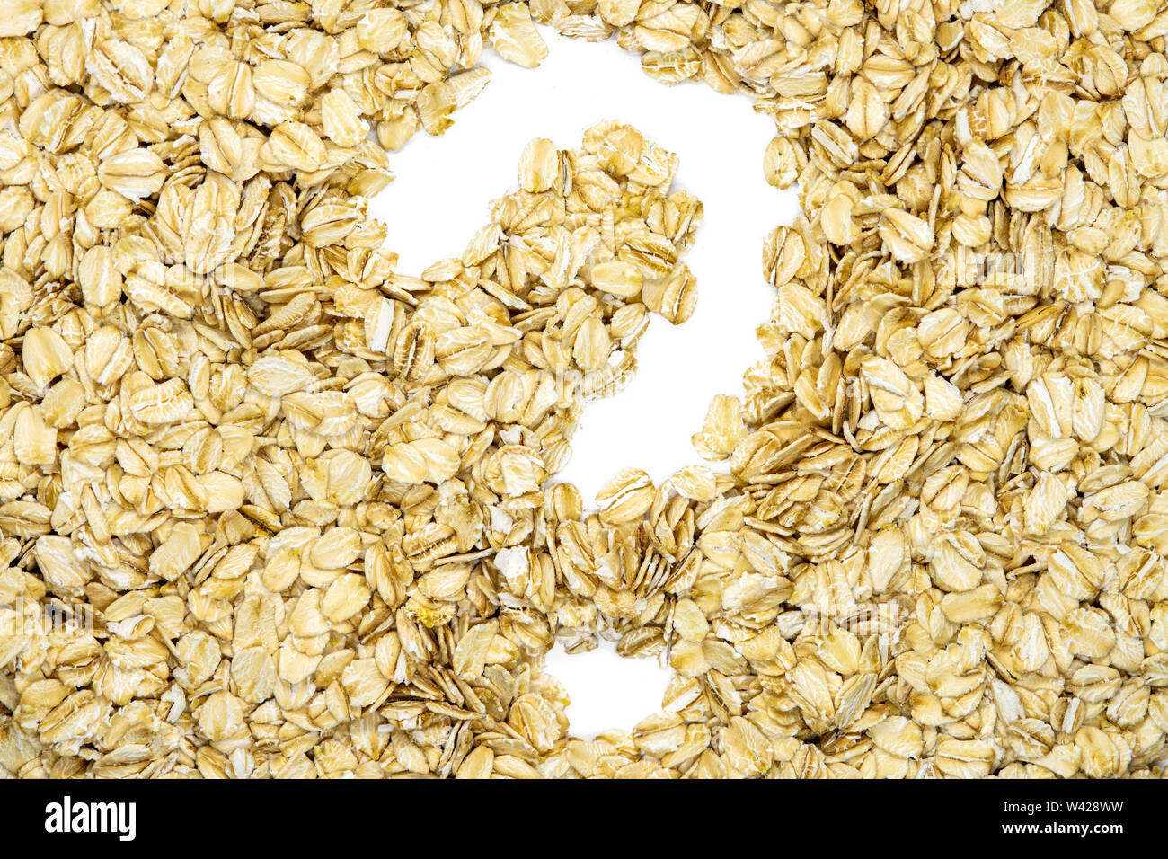 Oatmeal, question mark, macro, isolated, close up, top view. Popular ...