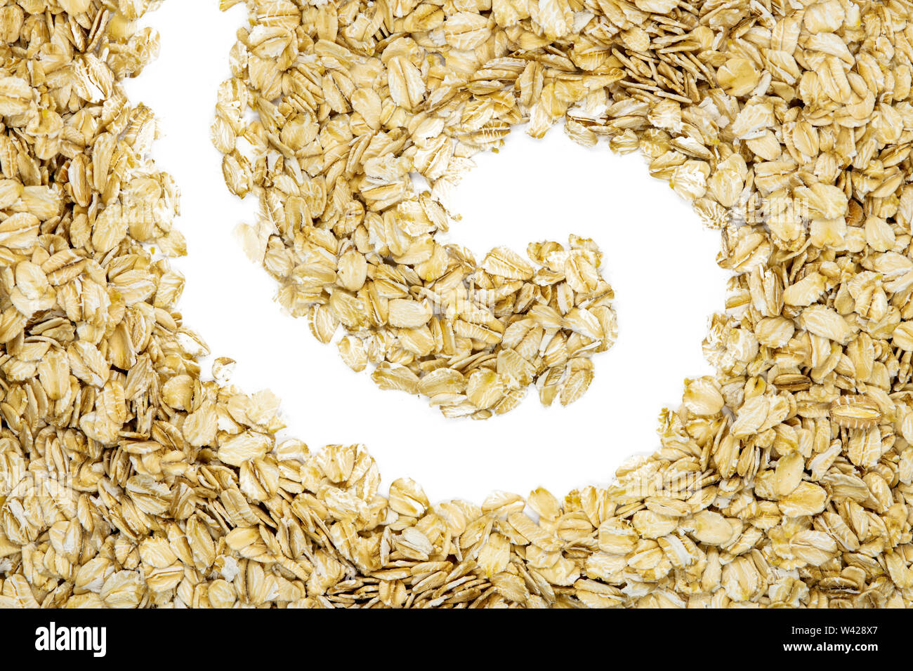 Oatmeal, spiral shape, macro, close up, top view. Popular healthy ...