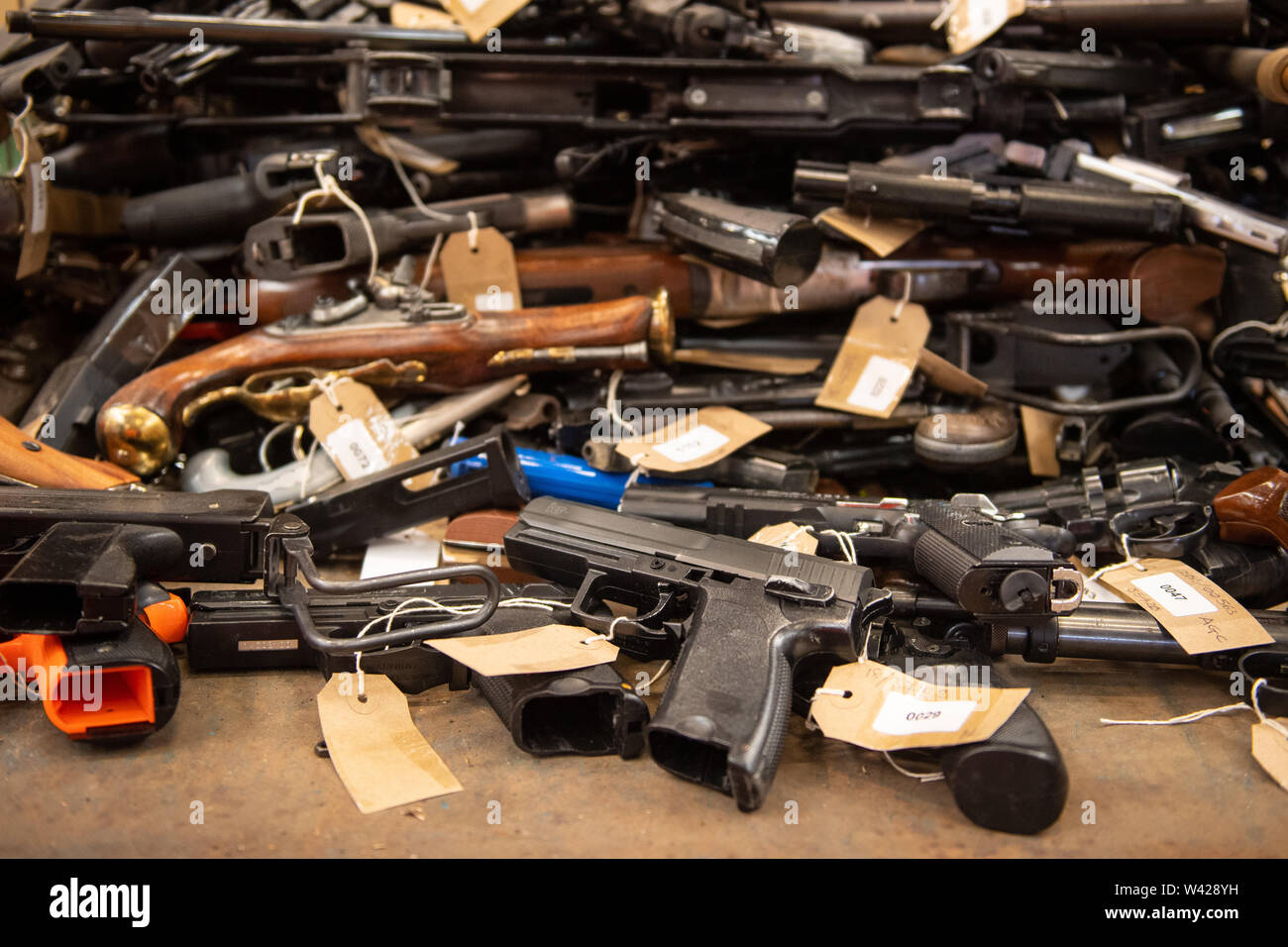 General view of firearms at a Metropolitan Police storage facility in ...