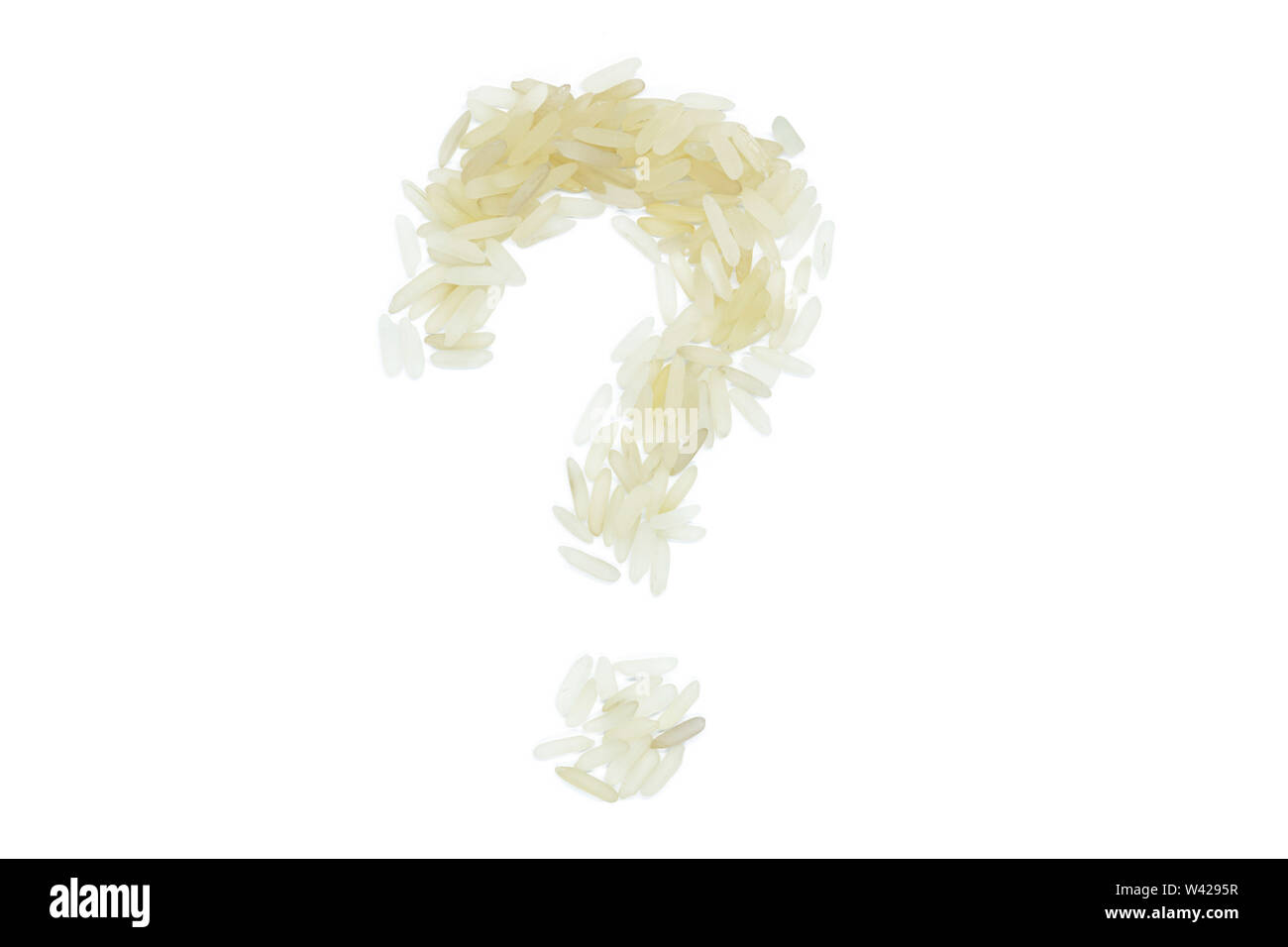 White rice steamed, question mark shape, close up. Healthy nutrition ...