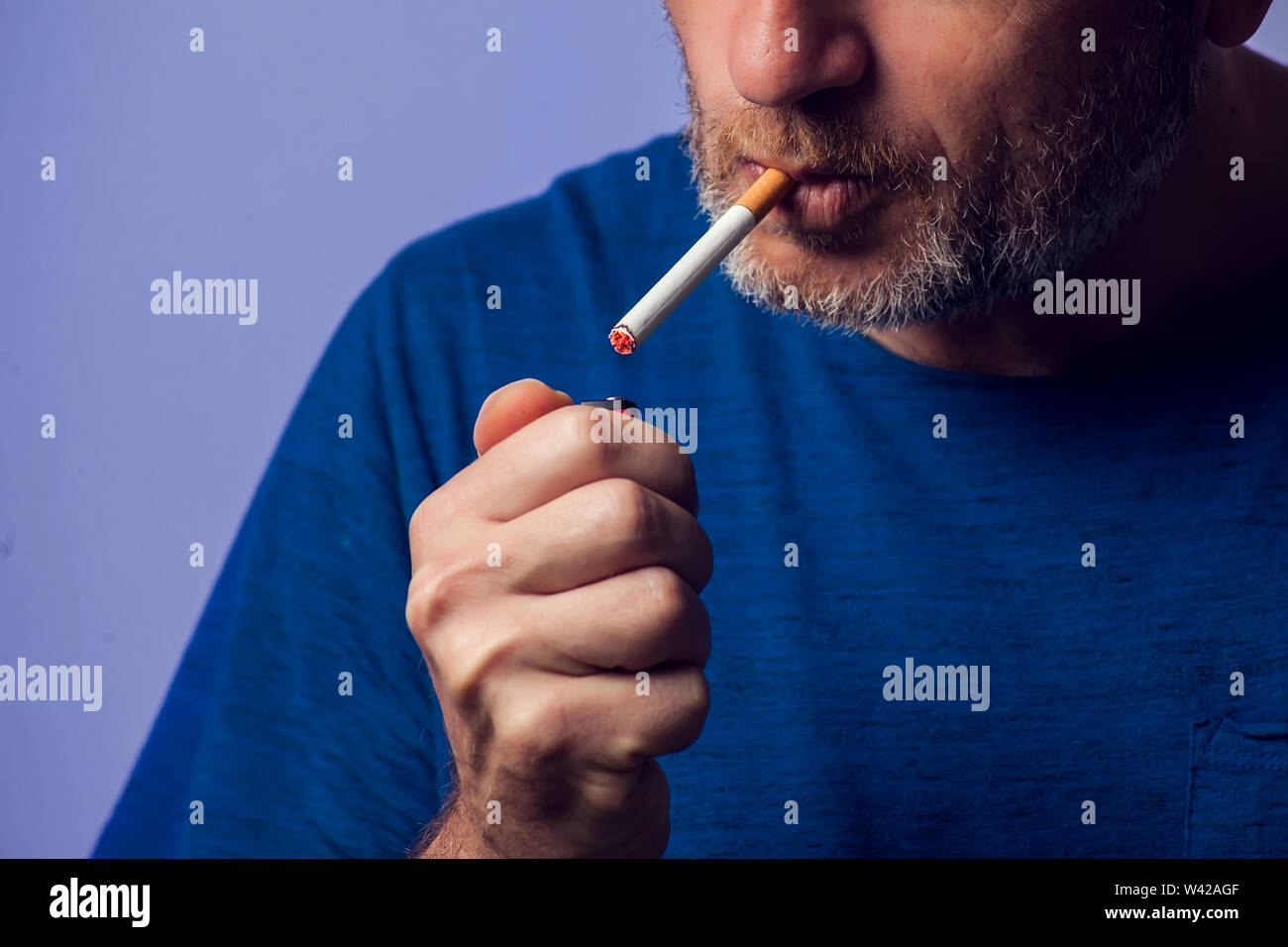 Close up of Man smoking cigarette. People, healt care concept Stock ...