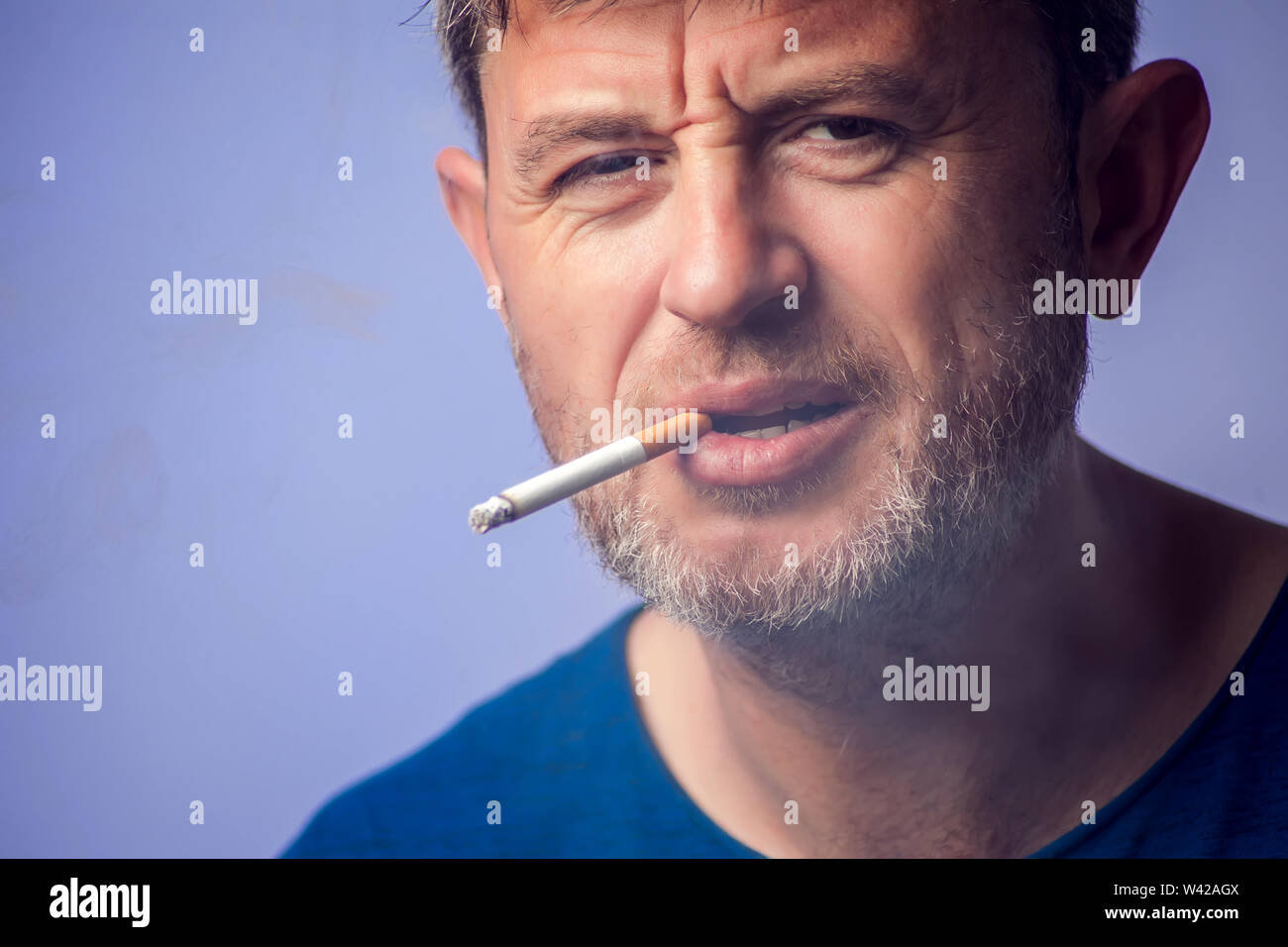 Close up of Man smoking cigarette. People, healt care concept Stock ...
