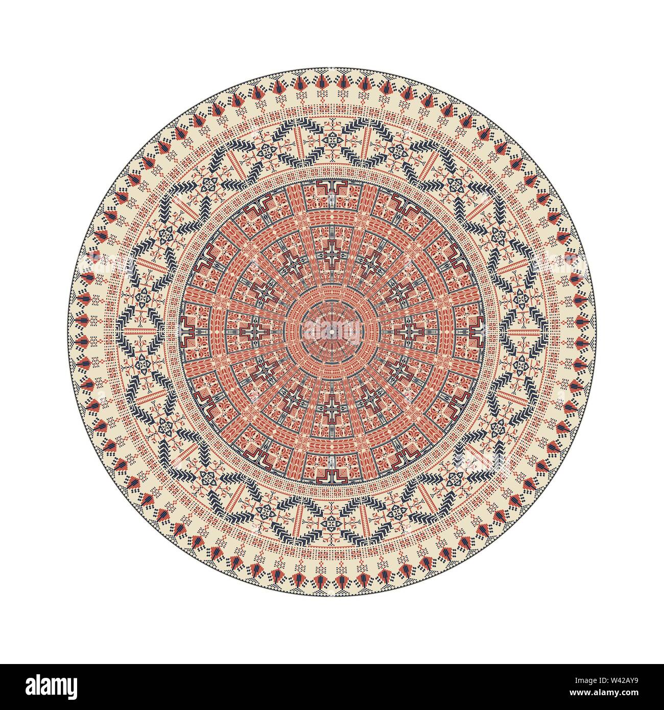 Circular pattern in traditional Palestinian style, vector design ...