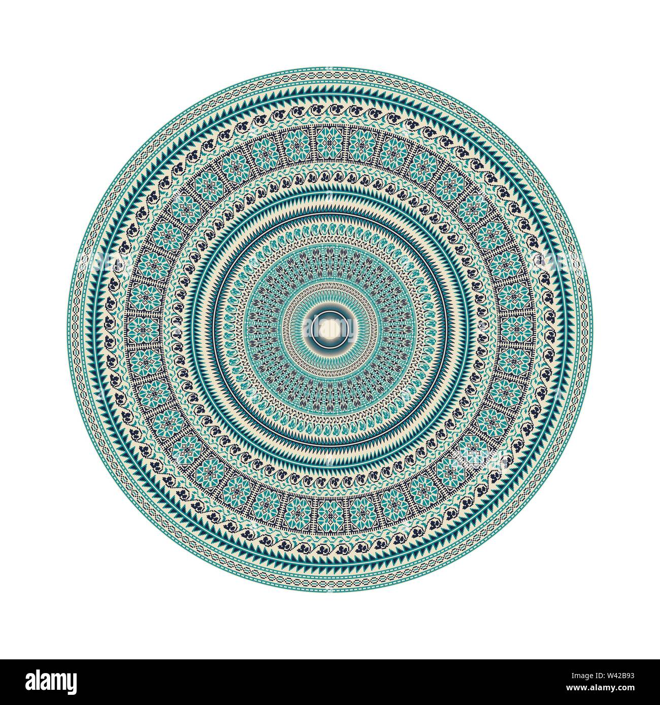 Circular pattern in traditional Palestinian style, vector design ...