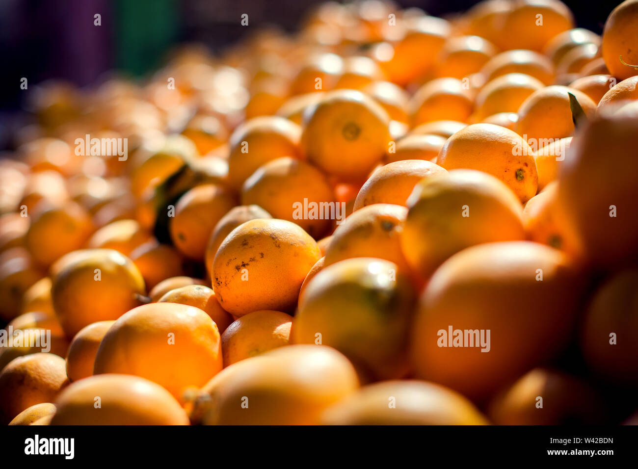 Fresh orange for sale at local market. Organic agriculture and fruits ...