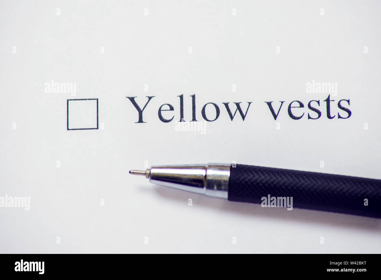 Checklist Box With Word Yellow Vests Check List Concept Stock Photo 