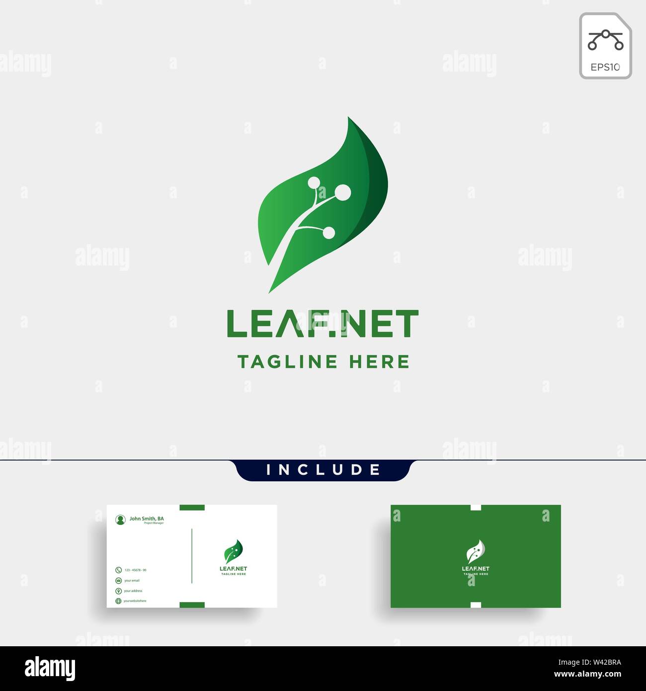 leaf green technology logo design nature tech symbol icon illustration ...