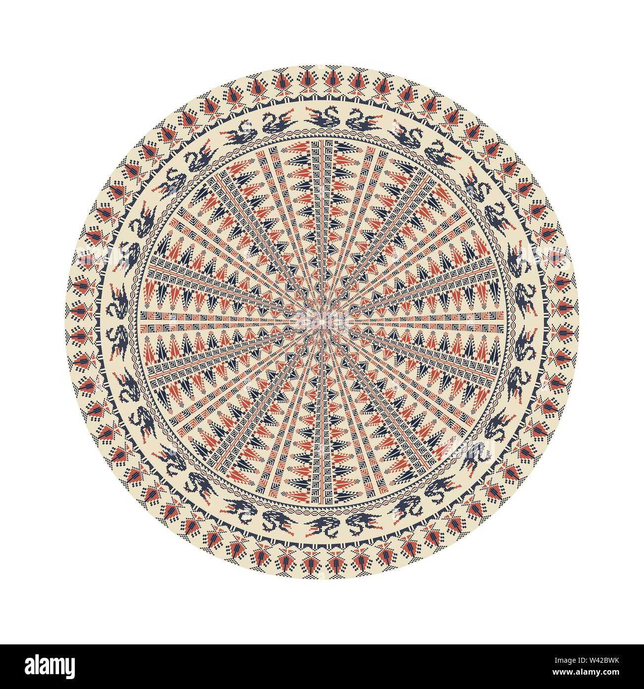Circular pattern in traditional Palestinian style, vector design ...