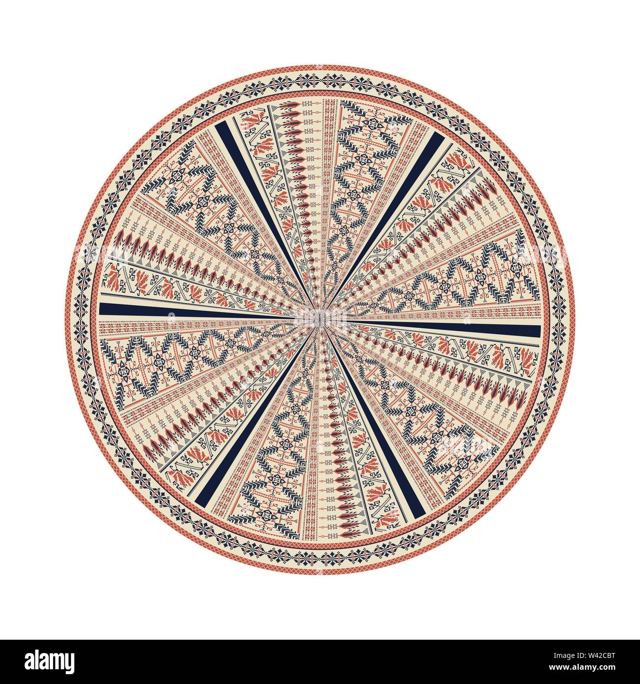 Circular pattern in traditional Palestinian style, vector design ...