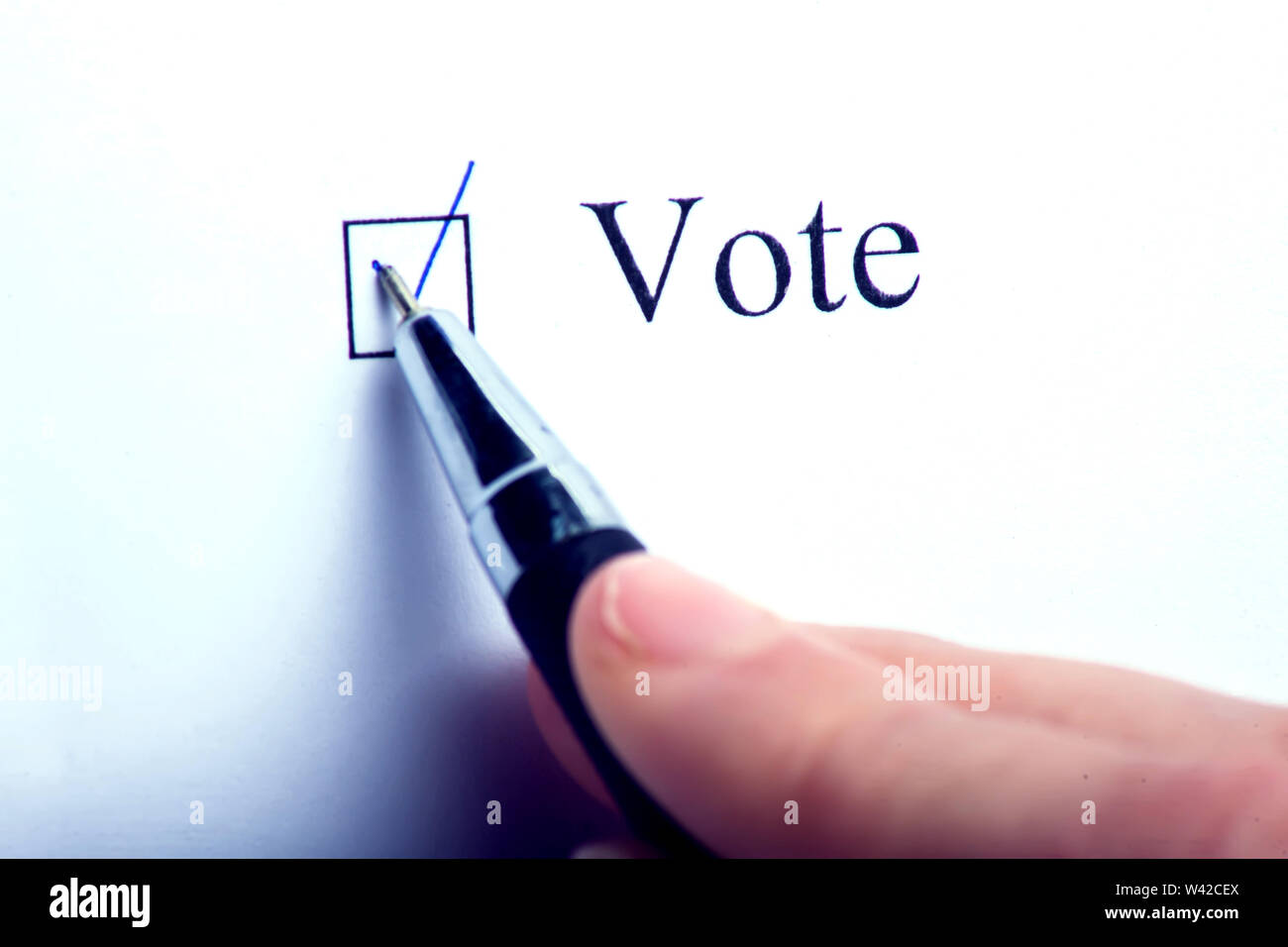 Vote - checkbox with a cross on white paper. Checklist concept Stock ...