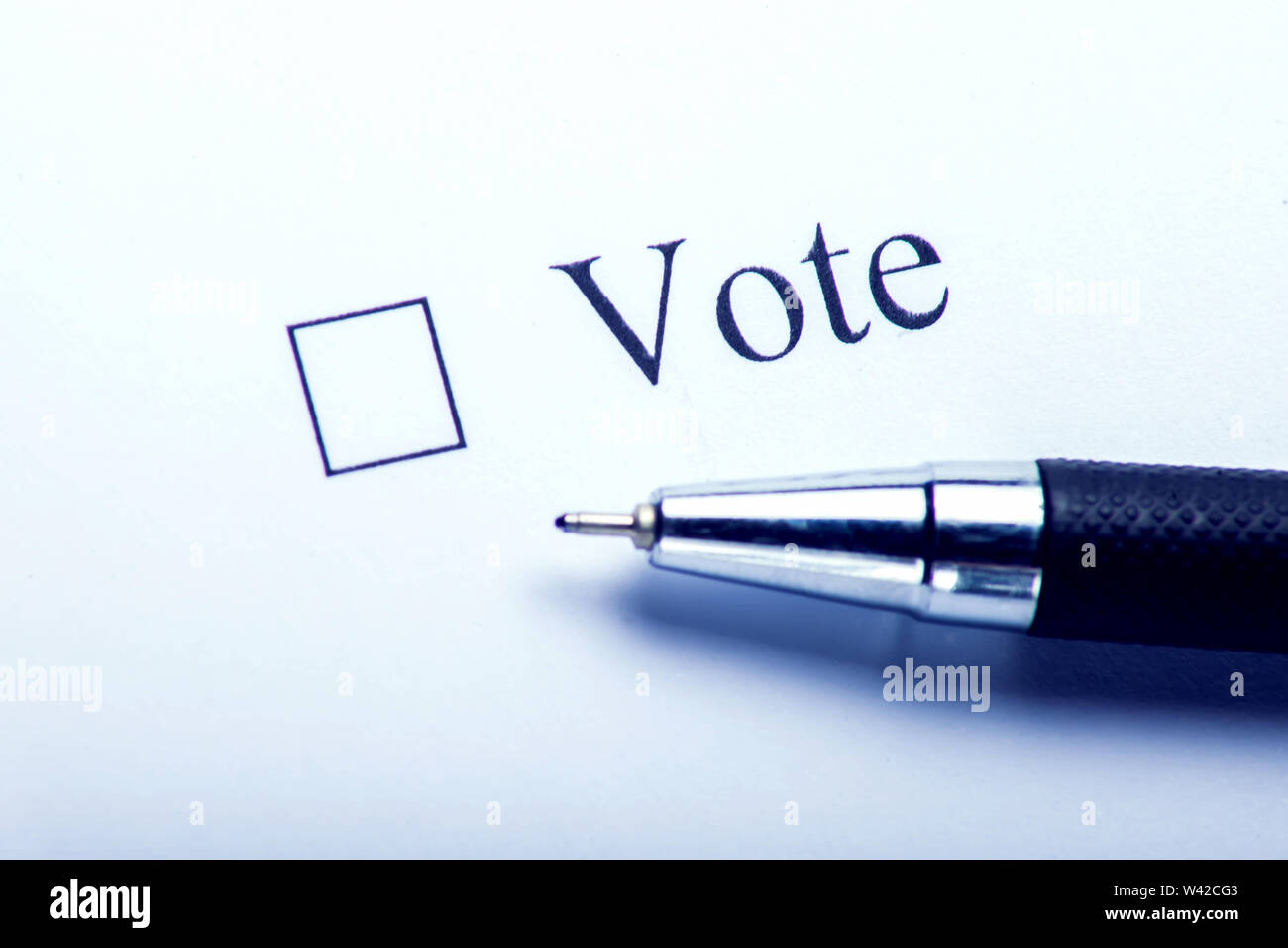 Vote - checkbox with a cross on white paper. Checklist concept Stock ...