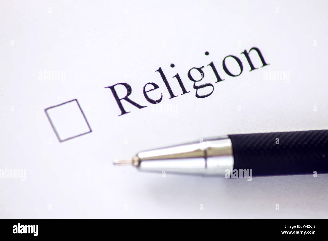 Checklist with a word Religion on white paper. Checkbox concept Stock ...