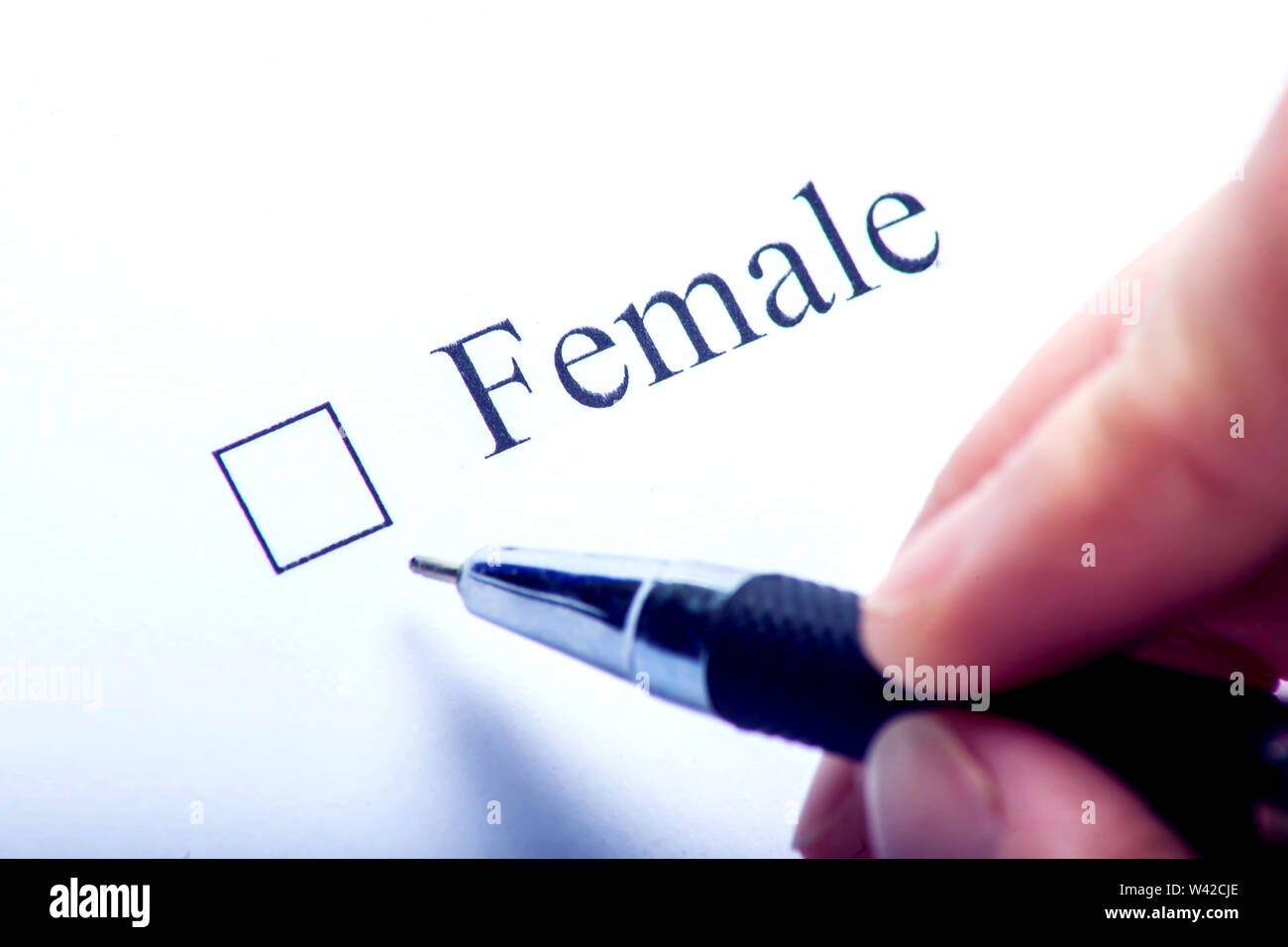 Female - checkbox with a cross on white paper. Checklist concept Stock ...