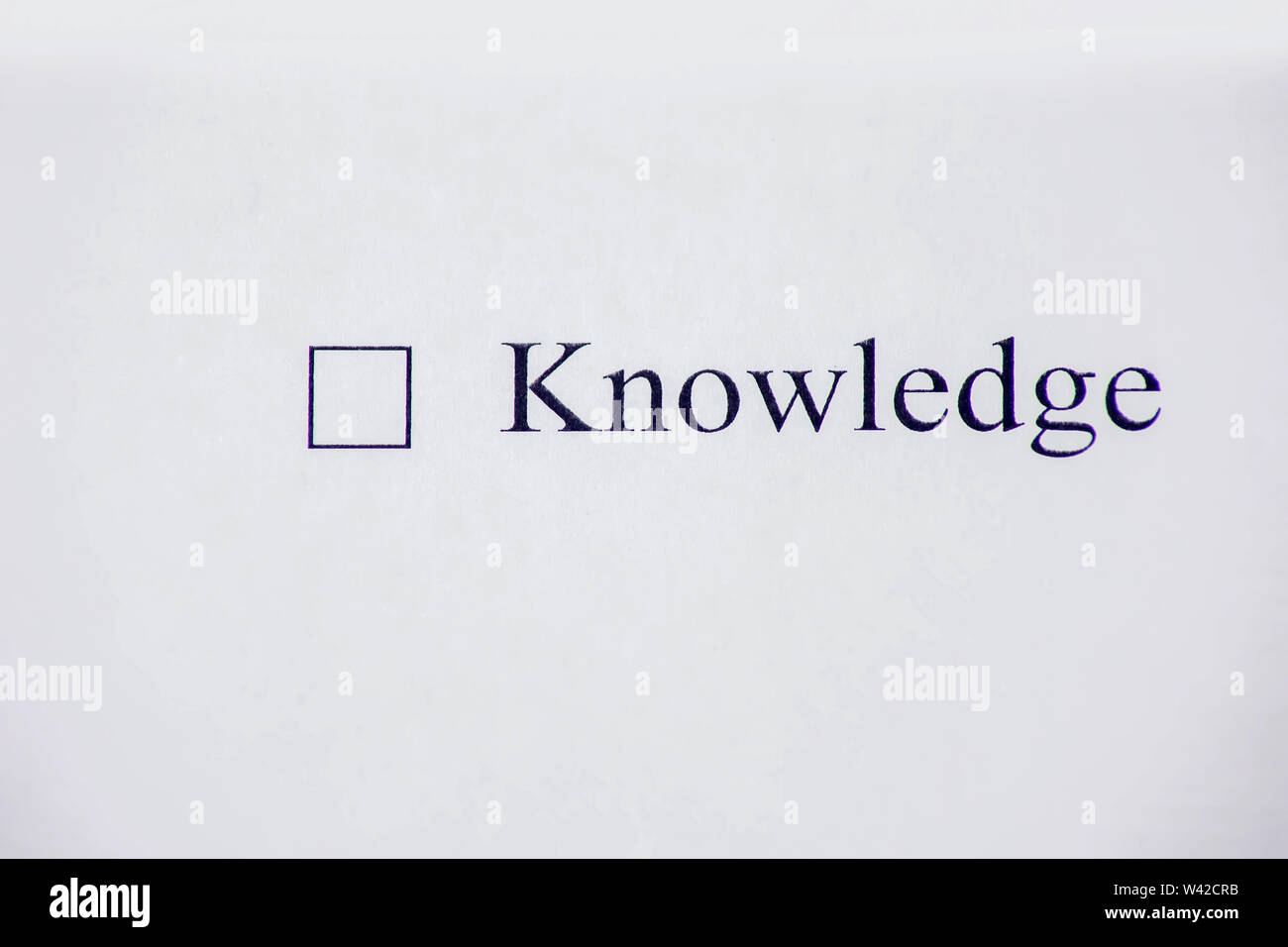 Checklist box - Knowledge word. Check form concept Stock Photo - Alamy