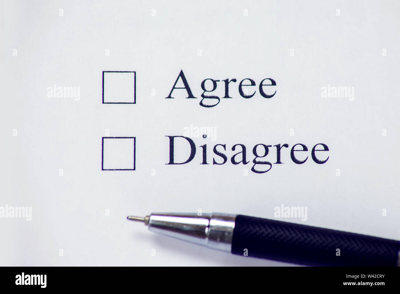 Checklist box - Agree and Disagree. Check form concept Stock Photo - Alamy