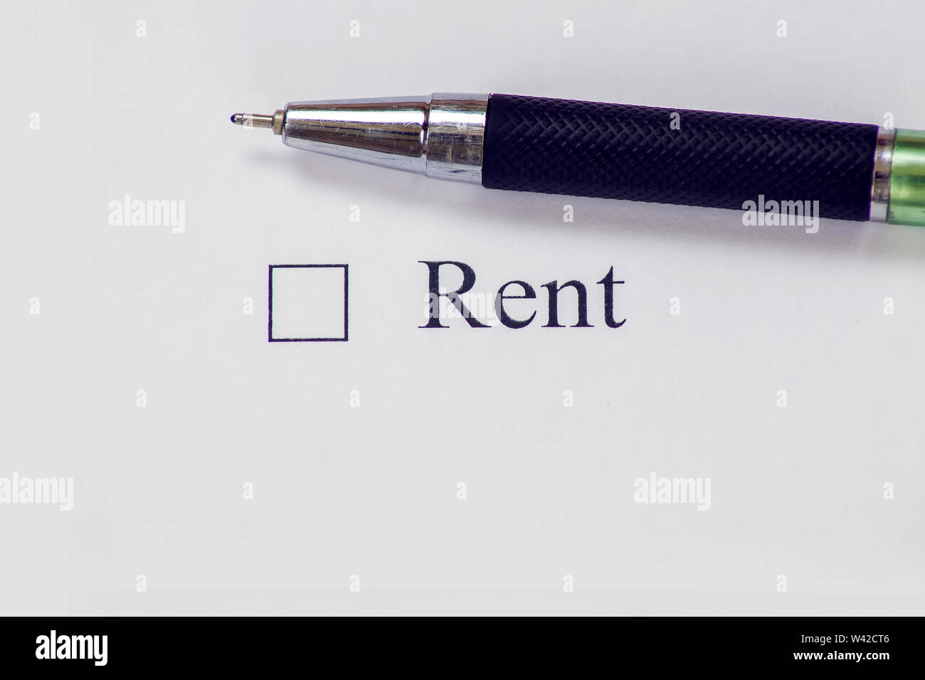 Checklist box - Rent word. Check form concept Stock Photo - Alamy