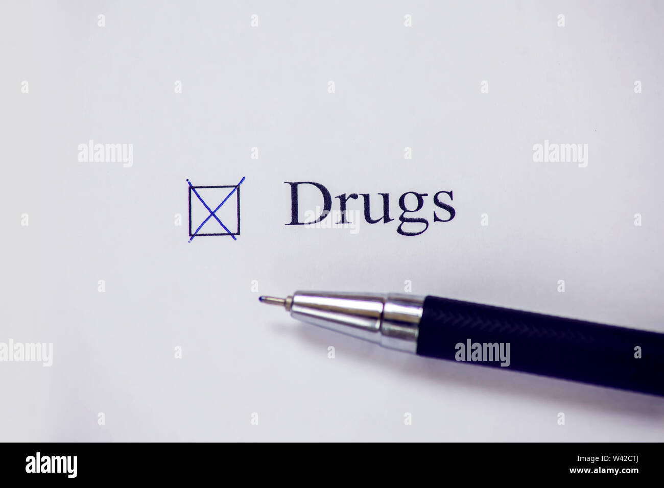 Checklist box - Drugs word on white paper. Check form concept Stock ...