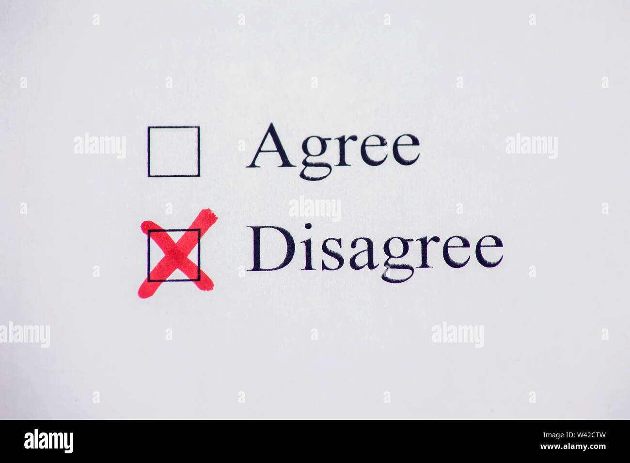 Checklist box - Agree and Disagree. Check form concept Stock Photo - Alamy