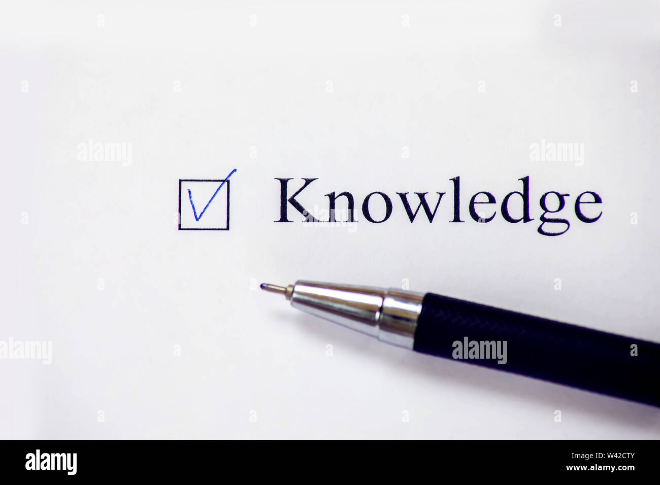 Checklist box - Knowledge word. Check form concept Stock Photo - Alamy