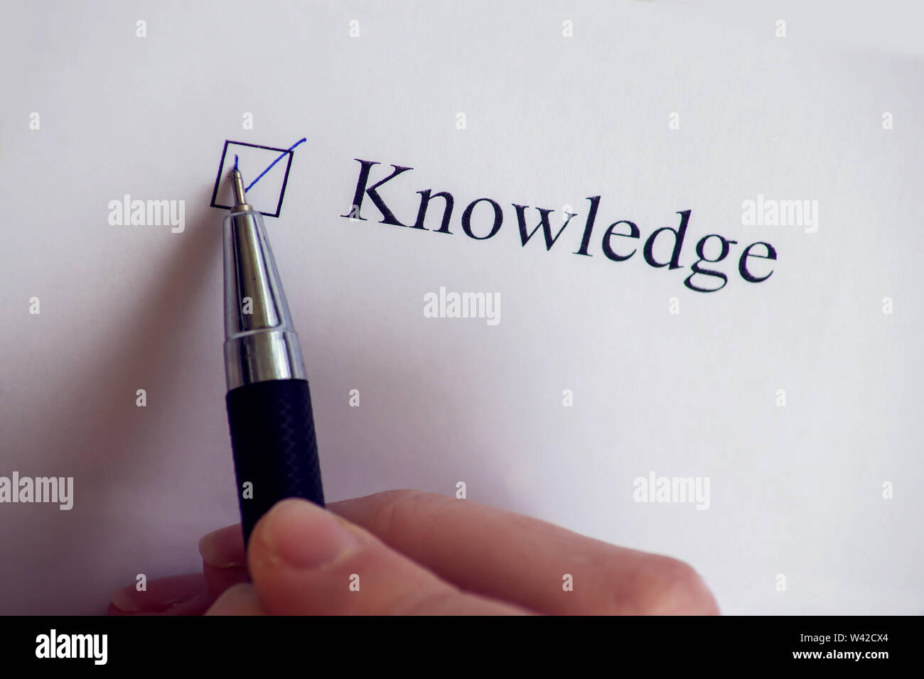 Checklist box - Knowledge word. Check form concept Stock Photo - Alamy