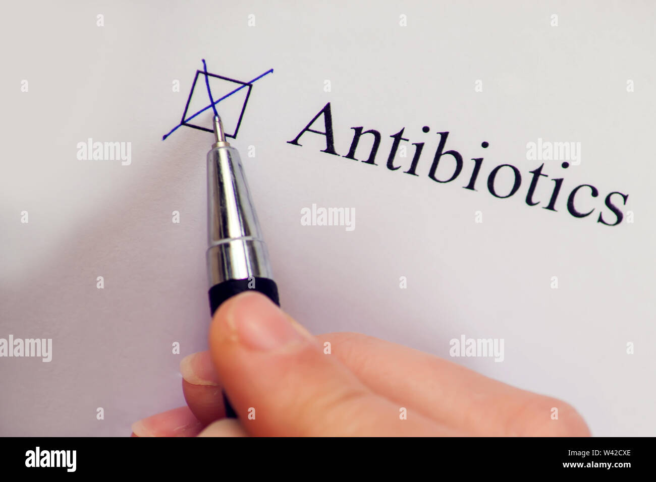Checklist box - Antibiotics word. Check form concept Stock Photo - Alamy